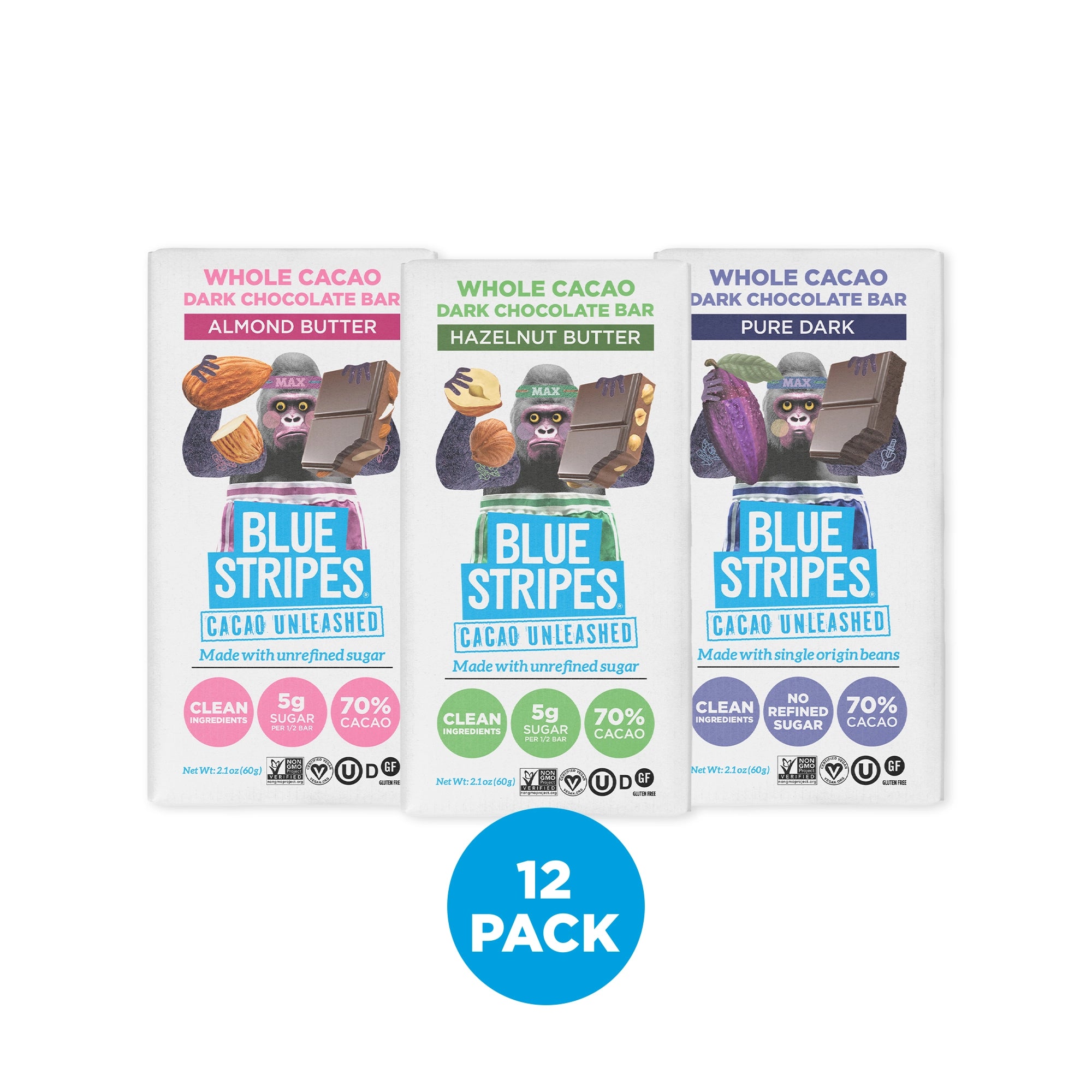 Whole Cacao Chocolate Bar - Variety Pack – Blue Stripes