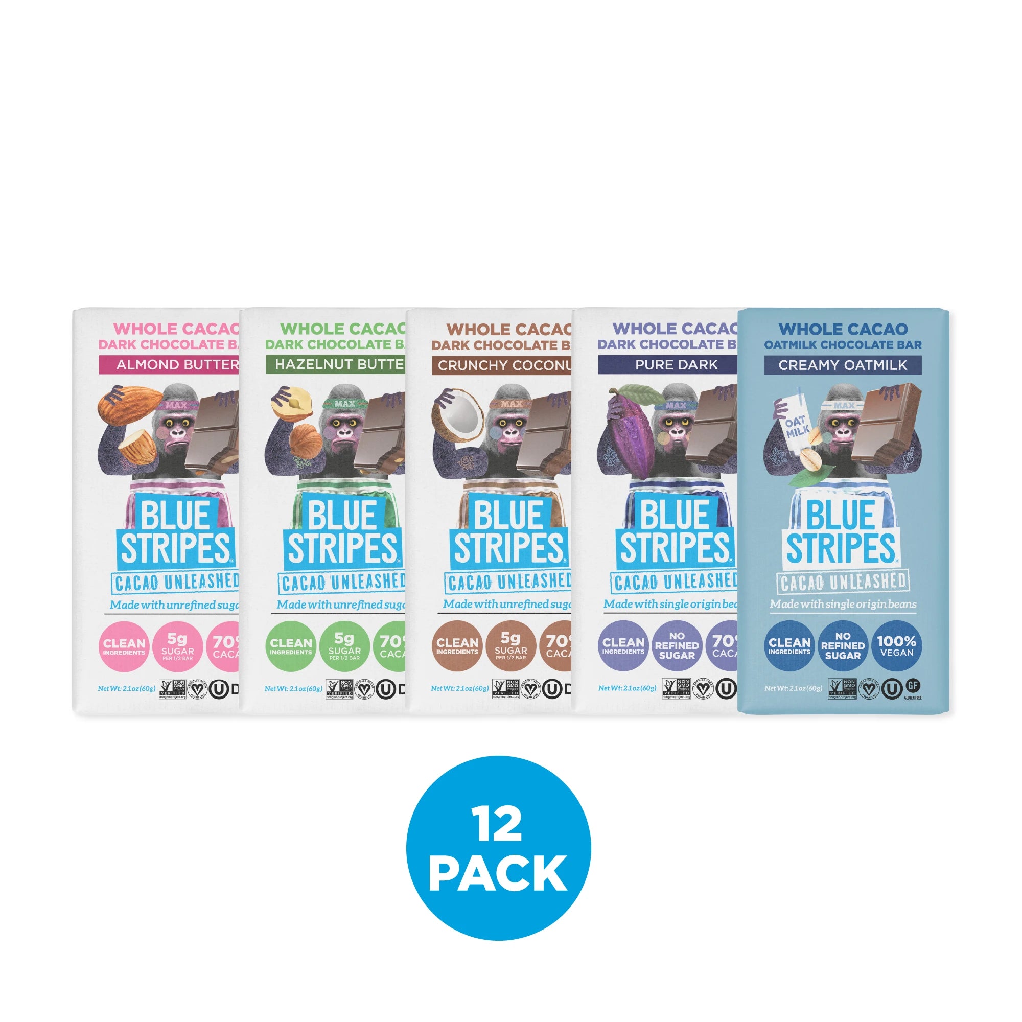 Whole Cacao Chocolate Bar - Variety Pack – Blue Stripes