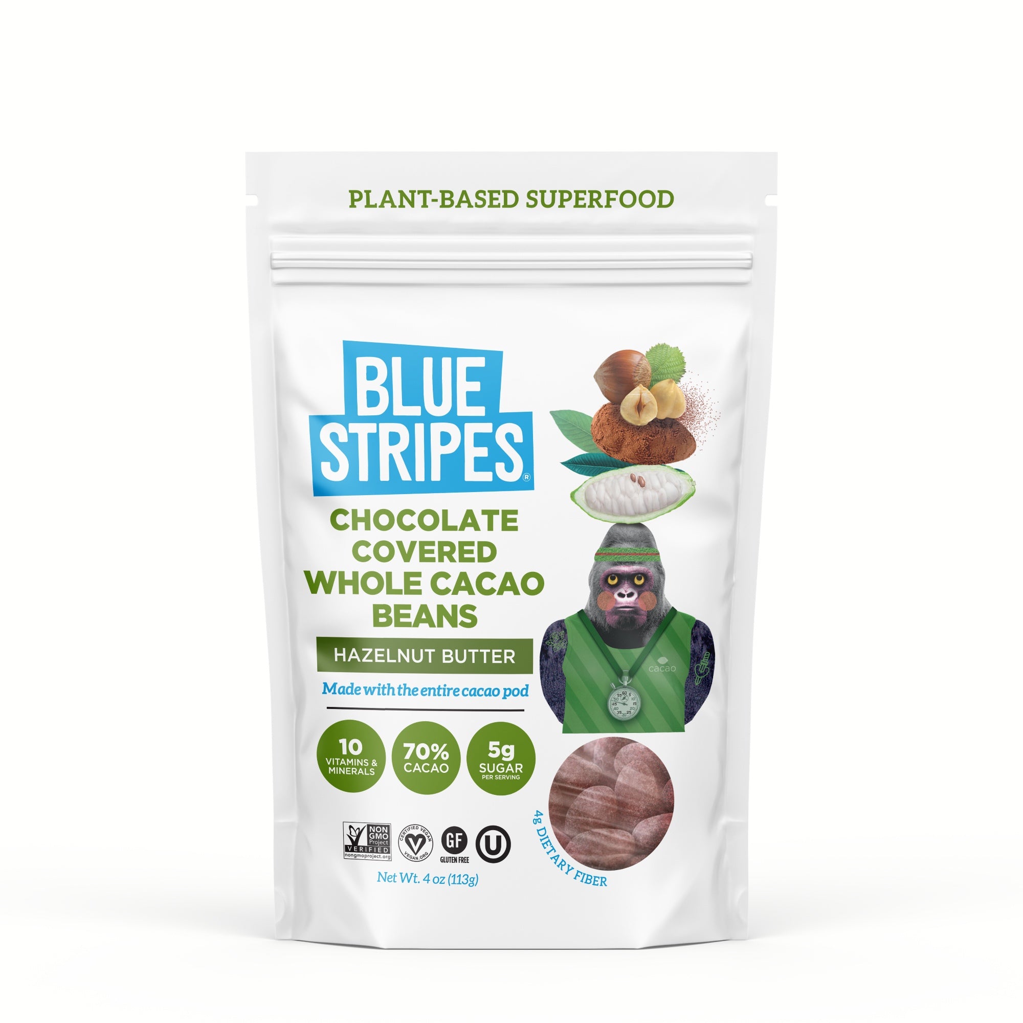 Chocolate Covered Whole Cacao Beans - Hazelnut Butter – Blue Stripes