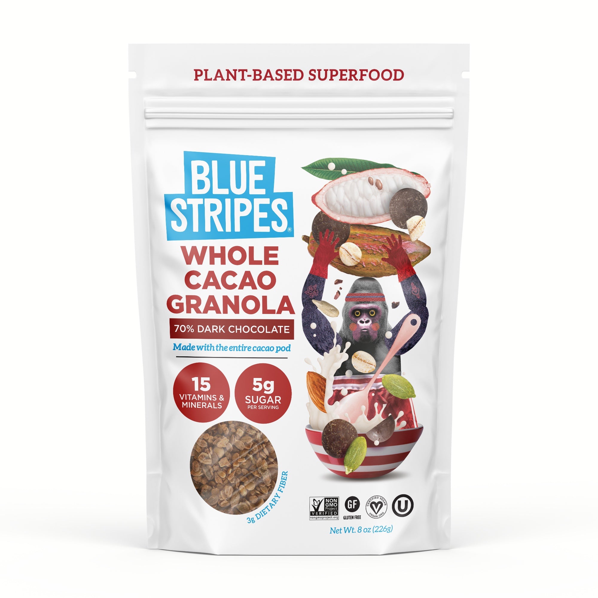 Whole Cacao Granola - 70% Dark Chocolate – Blue Stripes
