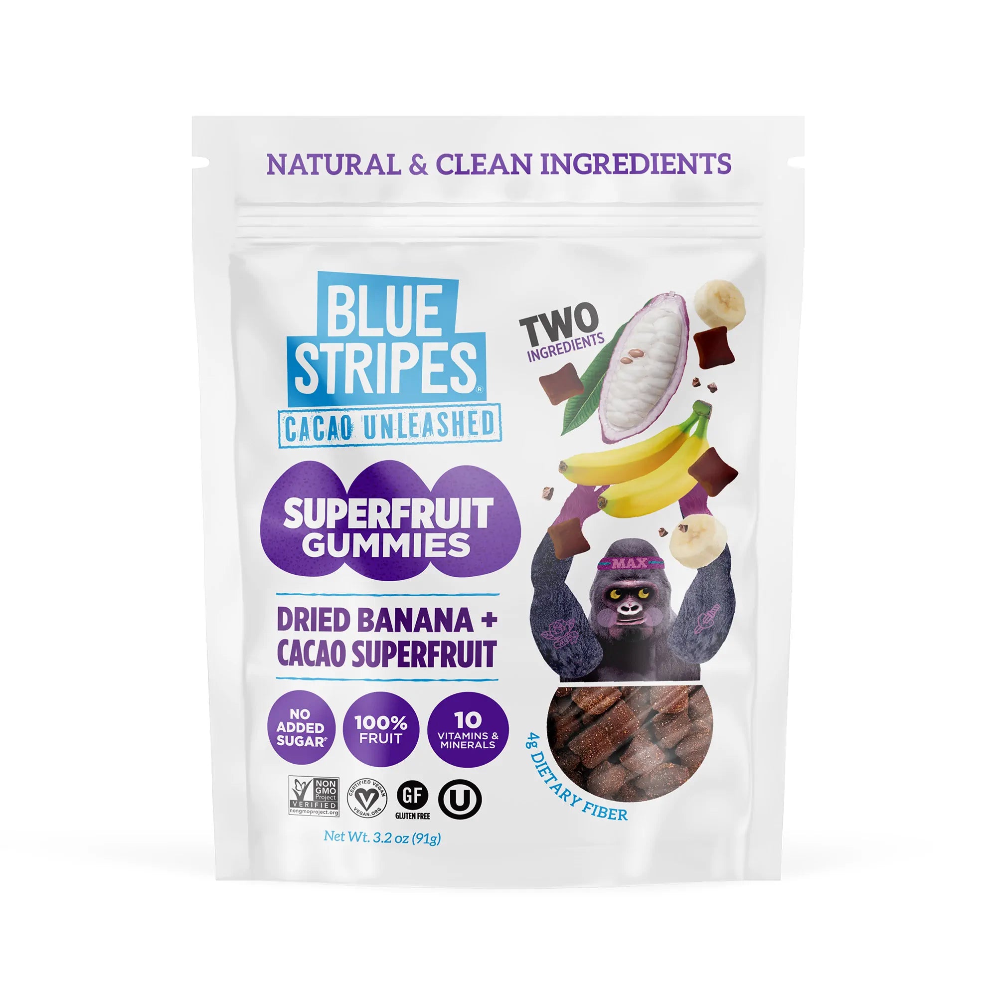 Superfruit Gummies - Banana Cacao Nibs – Blue Stripes
